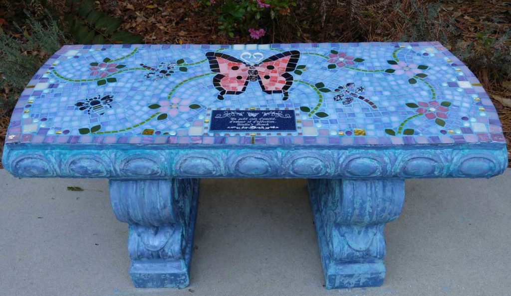 Butterflies and Dragonflies Mosaic Memorial Benches - Water's End Studio