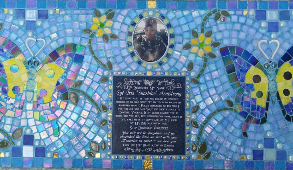Mosaic Memorial Portrait Tile Benches - Water's End Studio