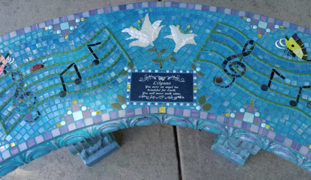 Other Symbols and Designs Mosaic Memorial Benches - Water's End Studio