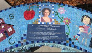 Mosaic Memorial Portrait Tile Benches - Water's End Studio